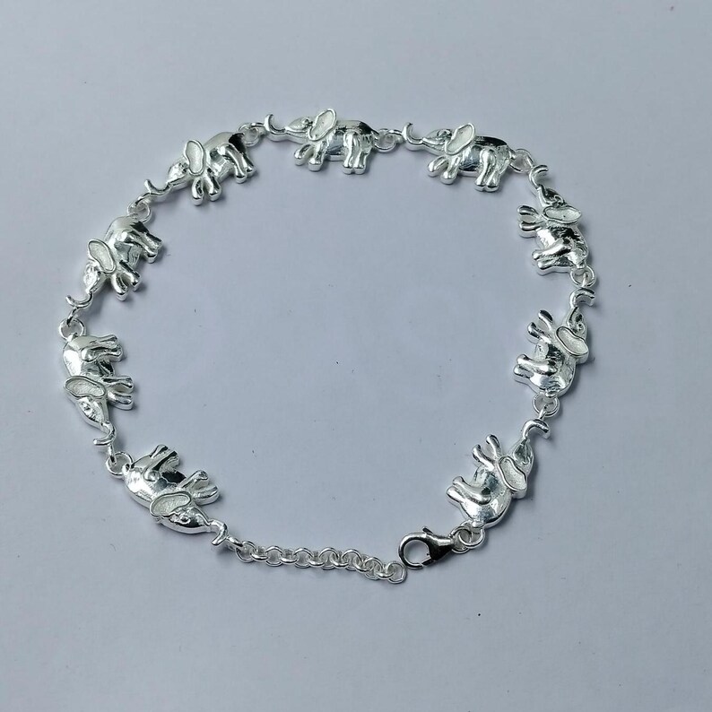 Elephant Sterling Silver Bracelet, Animal Lover Jewelry - Etsy