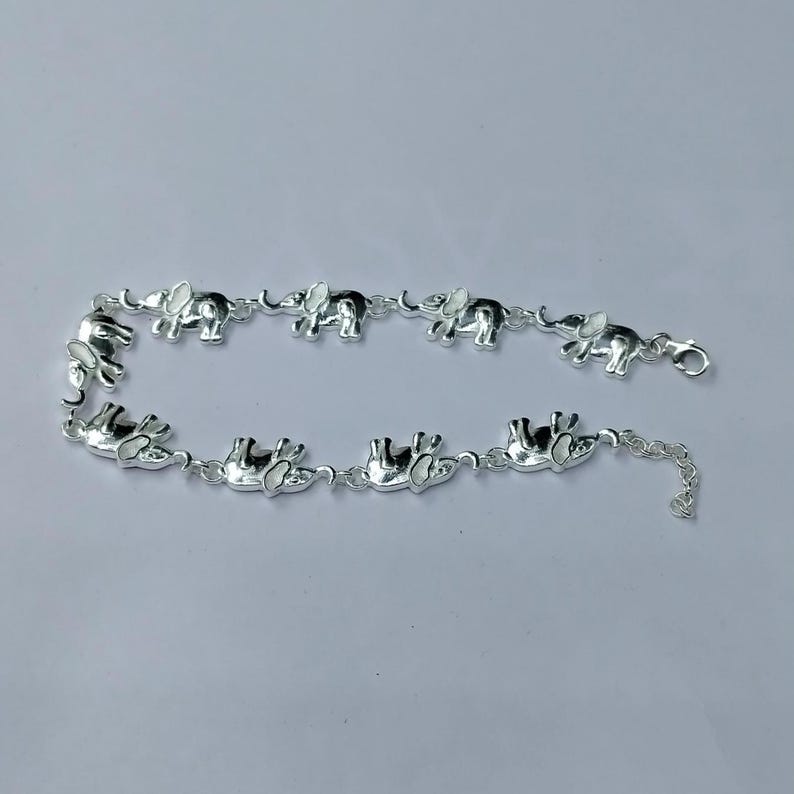 Elephant Sterling Silver Bracelet, Animal Lover Jewelry - Etsy