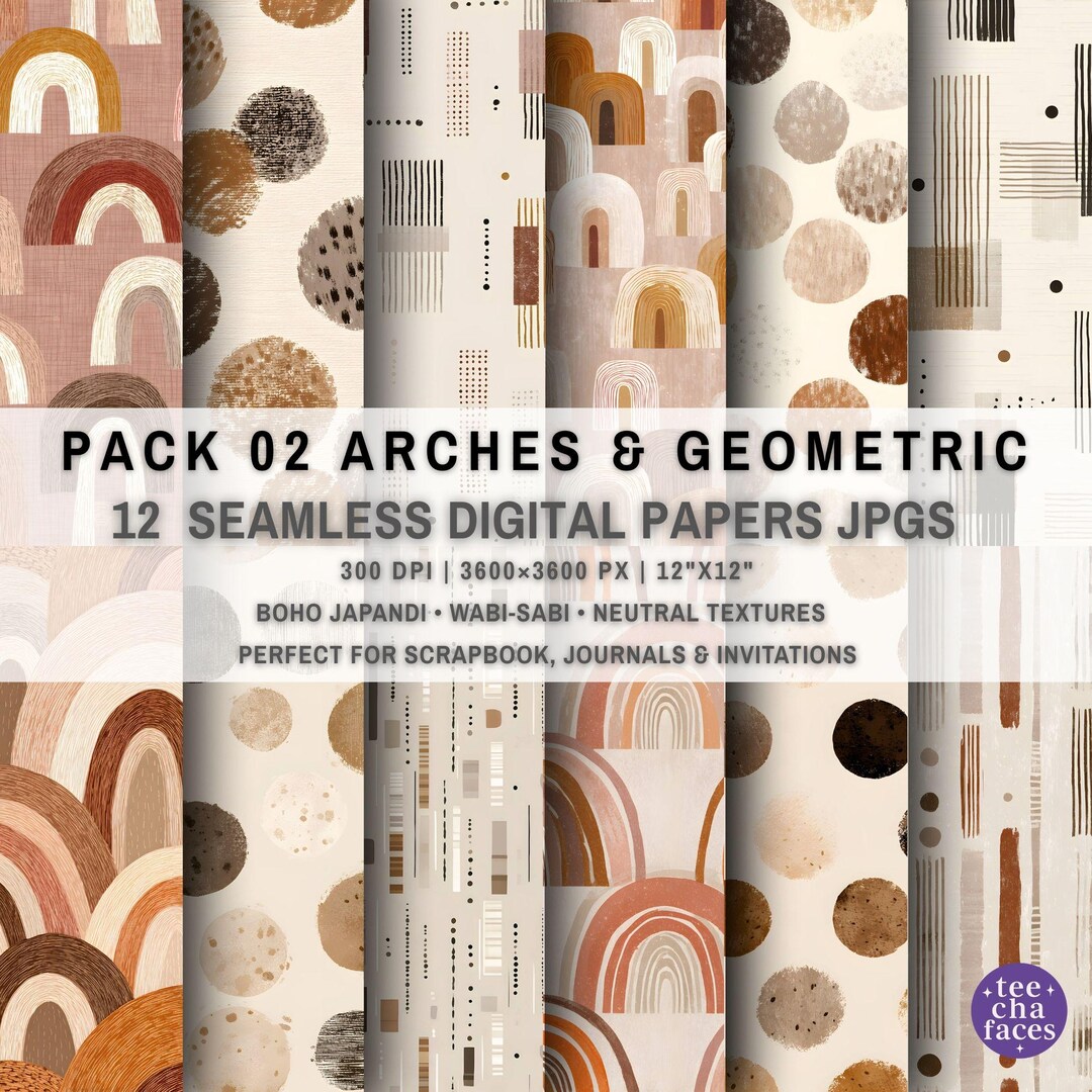 Arches Geometric Digital Paper Pack | 12 Seamless JPG | Boho Patterns ...