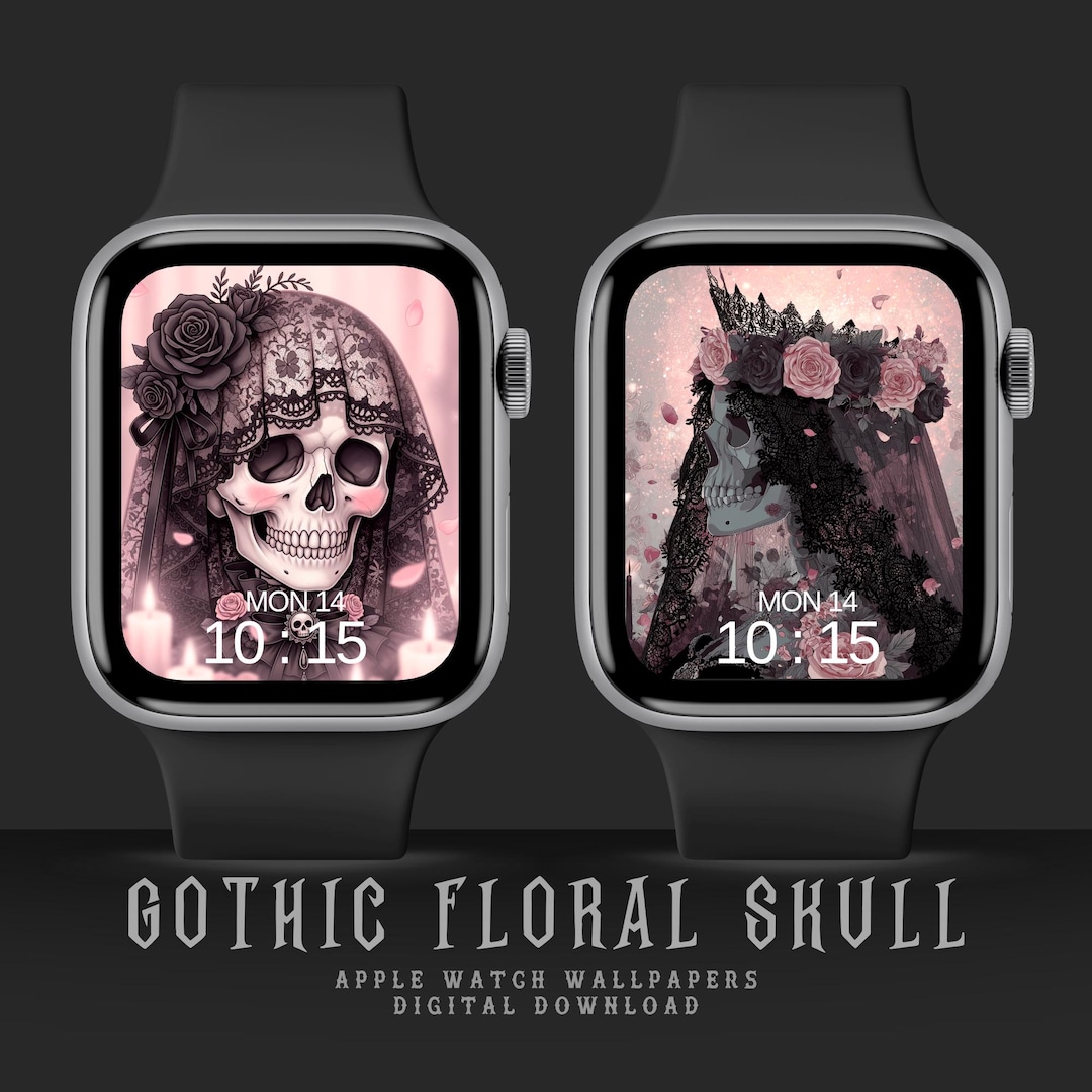 Gothic Floral Skull Apple Watch Wallpaper | Dark Halloween Face ...