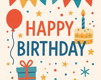 Happy Birthday Card/greeting Cards/birthday Cards/birthday Balloon Card ...