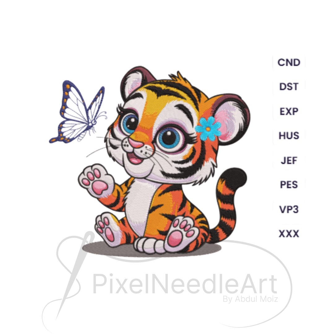Playful Baby Tiger Embroidery Design Embroidery Baby Animals Embroidery ...