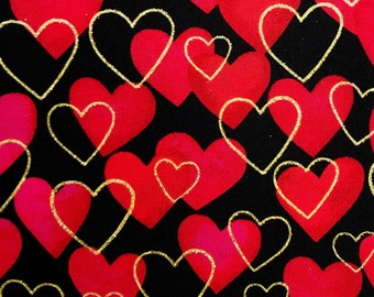 Red heart fabric | Etsy