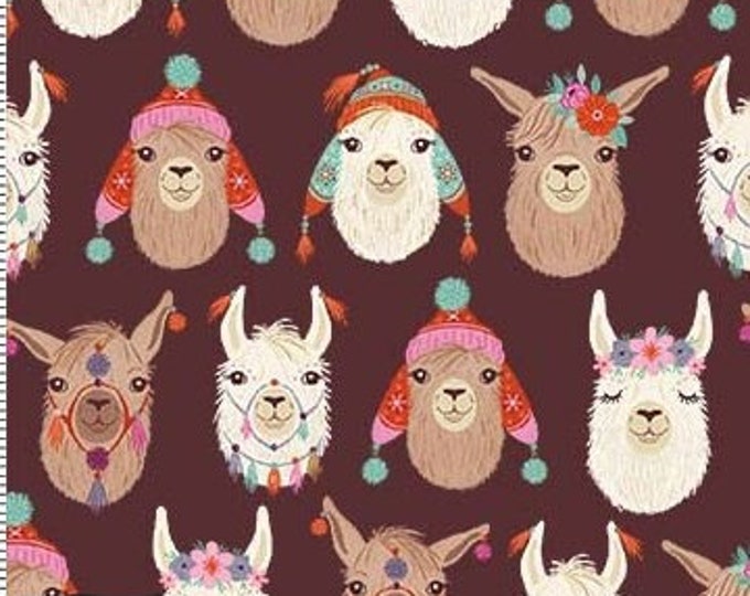 Alpacas Fabric, Knitters Fabric, Alpacas Wearing Knitted Hats and ...