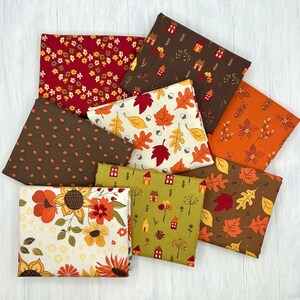 Autumn Bundle of 8 Fabrics, Fall Fabrics, Thanksgiving Colorful Fabrics ...