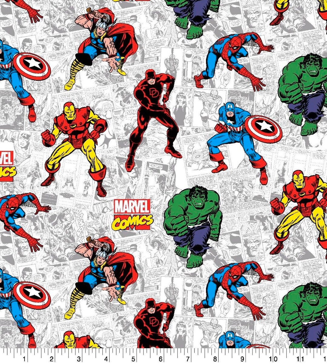 Marvel Heroes Fabric Boys Fabric Children's Cartoons - Etsy
