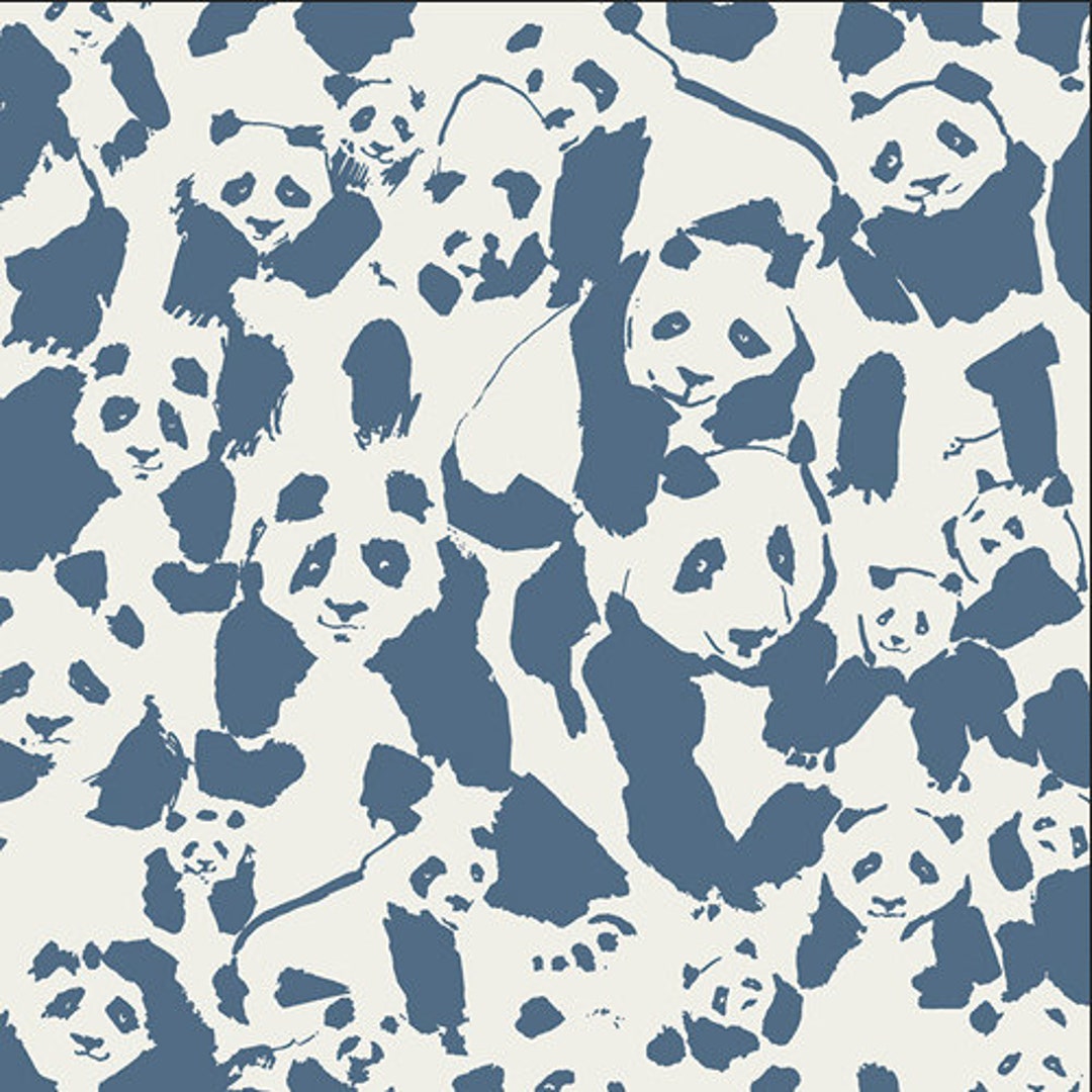 Pandas Fabric, Blueish Grey and White Pandas for Pandalicious Collection Art Gallery "feel the ...