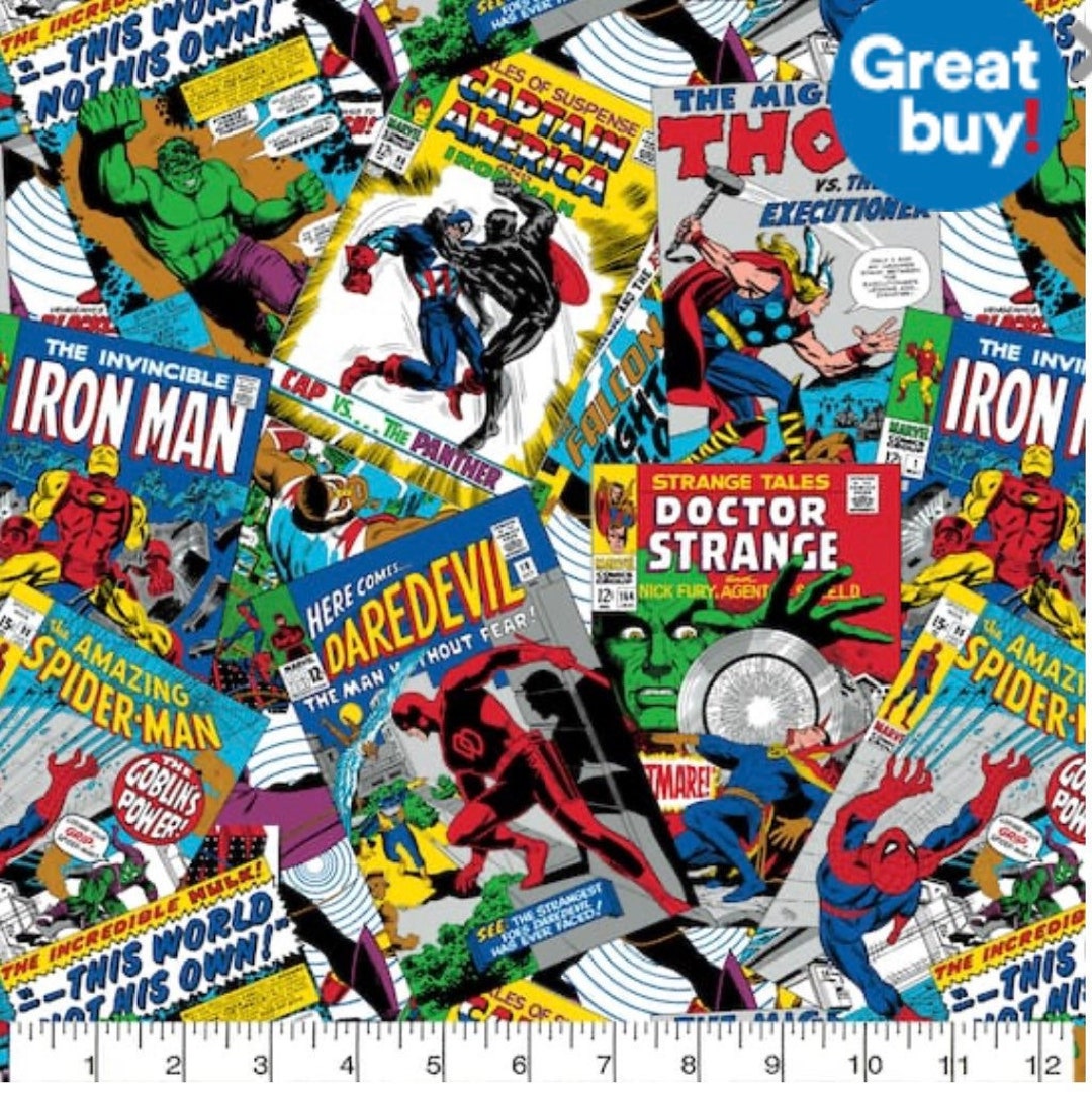 END of BOLT 10 Inches of Comics Fabric, Marvel Comics Fabric, Kids Fabric, Super Heroes Fabric ...