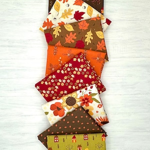 Autumn Bundle of 8 Fabrics, Fall Fabrics, Thanksgiving Colorful Fabrics ...
