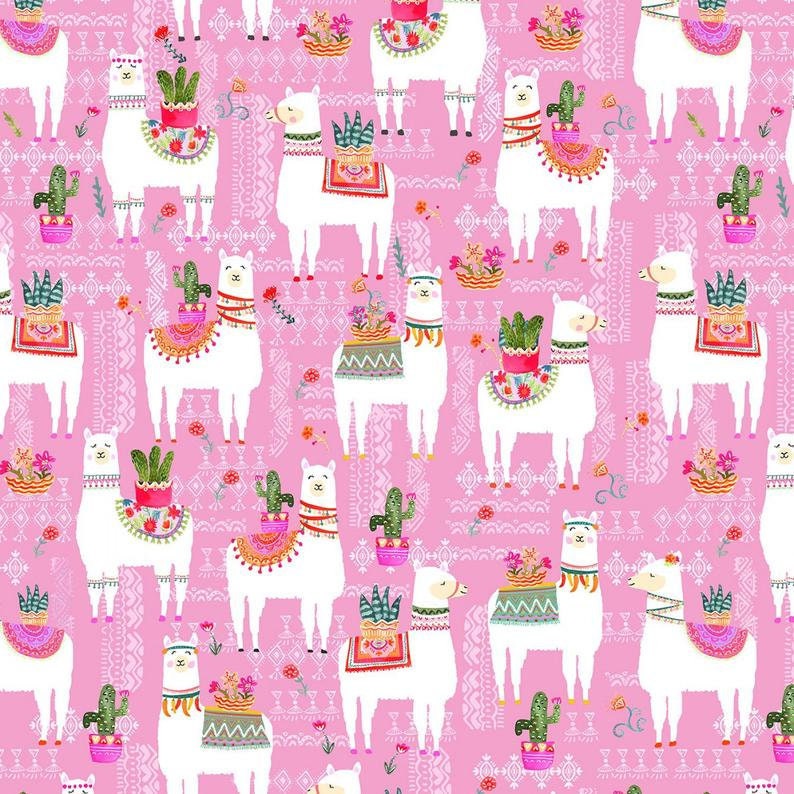 Llamas Fabric Alpacas Fabric Llamas Cactus and Alpacas Over - Etsy