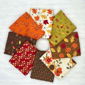 Autumn Bundle of 8 Fabrics, Fall Fabrics, Thanksgiving Colorful Fabrics ...