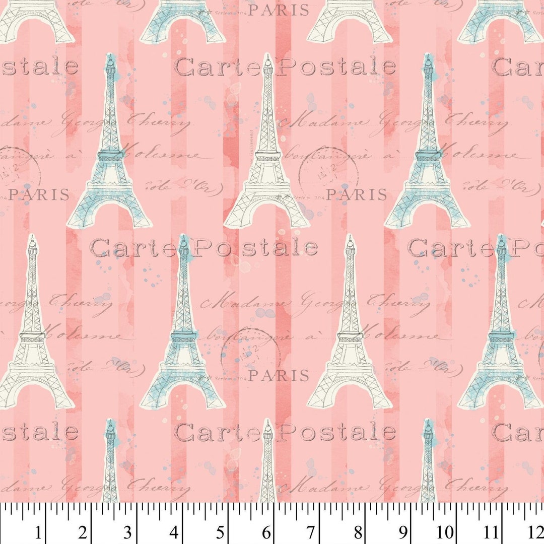 Paris Fabric With Eiffel Towers, Travel Girl Fabric, Paris Girl Fabric ...