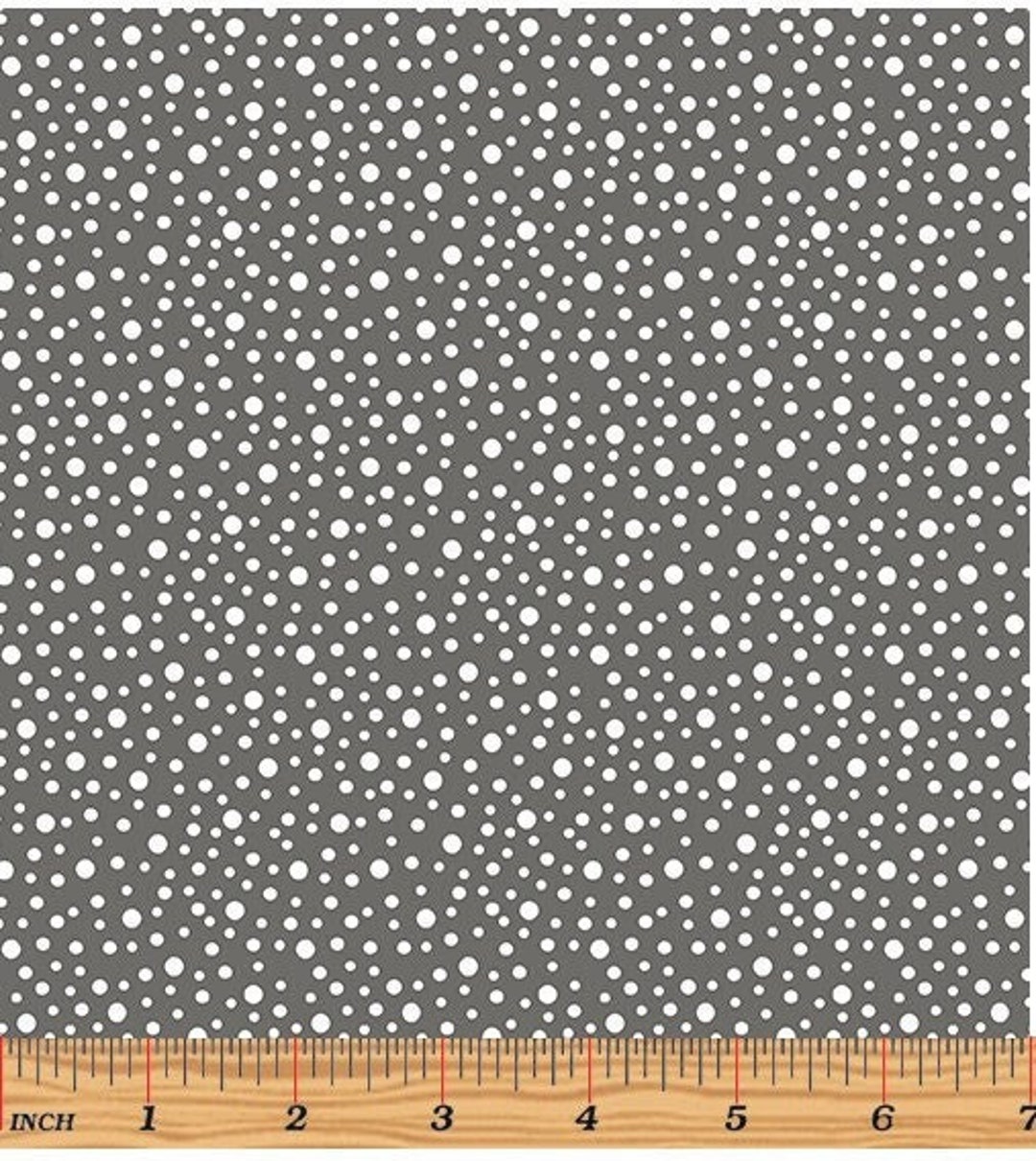 White Dots on Dark Grey Fabric, Snow Dots Fabric, White and Grey ...