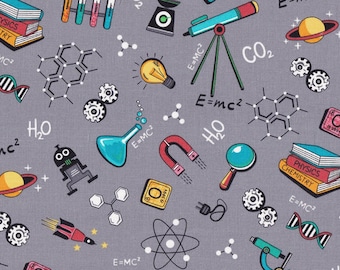 STEM School Fabric Chemistry Lab Modern Girl Ditsy Scale by ...