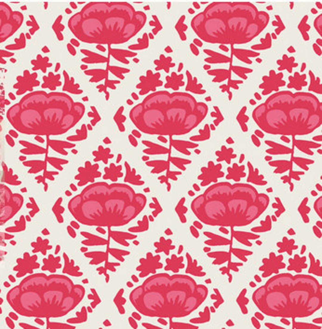 Modern Floral Fabric, Red Flowers Fabric From the Sun Kissed Collection ...