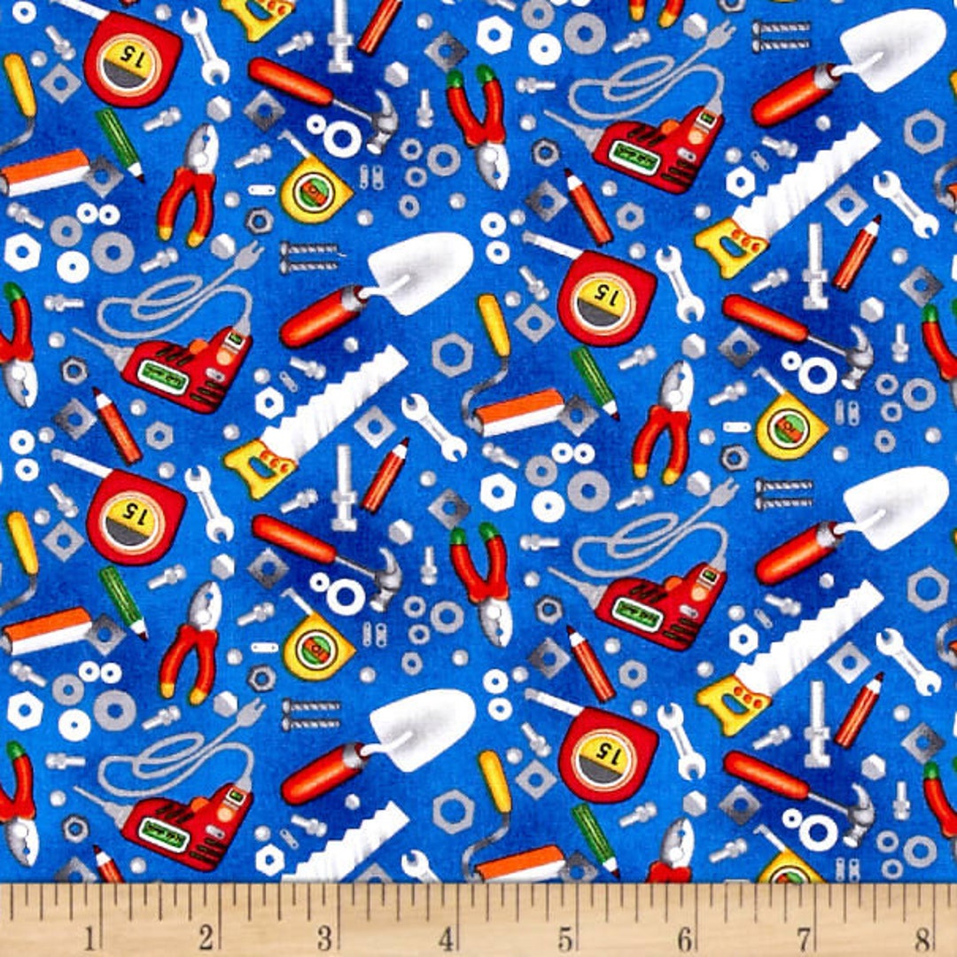 Construction Fabric, Construction Tools Fabric, Kids Fabric ...