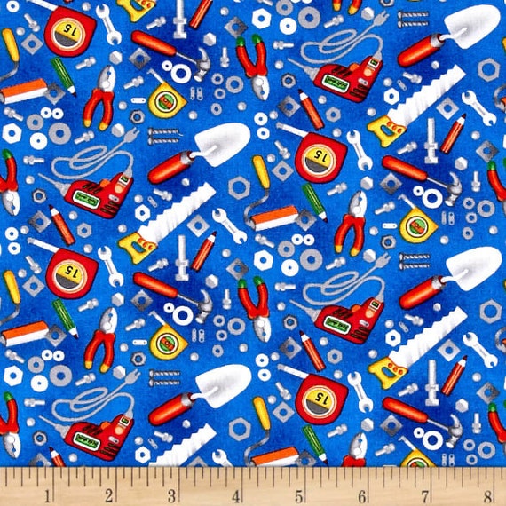 Construction Fabric Construction Tools Fabric Kids Fabric - Etsy