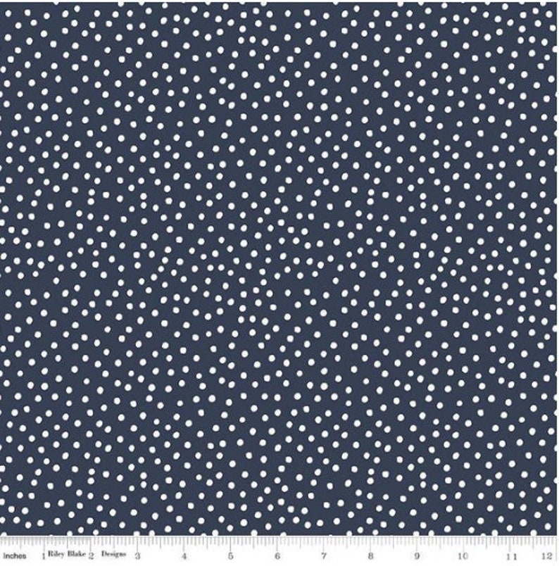 Navy Polka Dots Fabric White Polka Dots Over Navy Fabric - Etsy