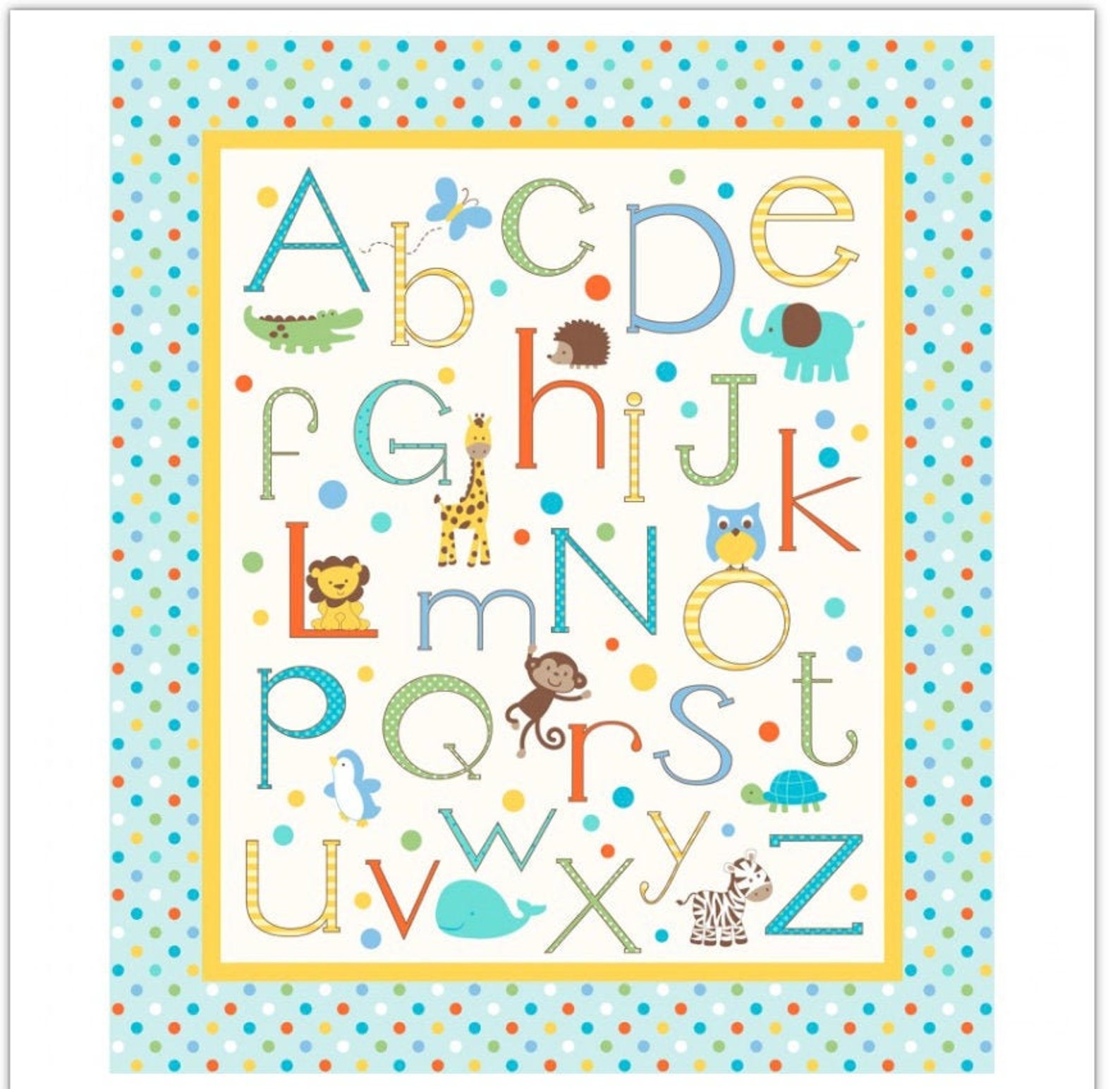 ABC fabric Baby fabric panel Play and learn fabric baby | Etsy