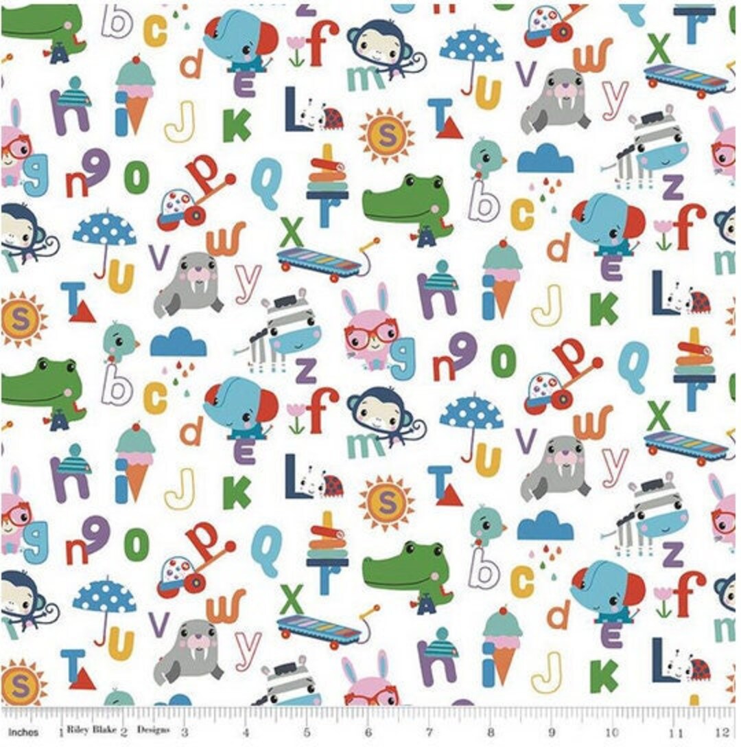 ABC Fabric, Play and Learn Fabric, Cute Animals Toys and Letters Fabric ...
