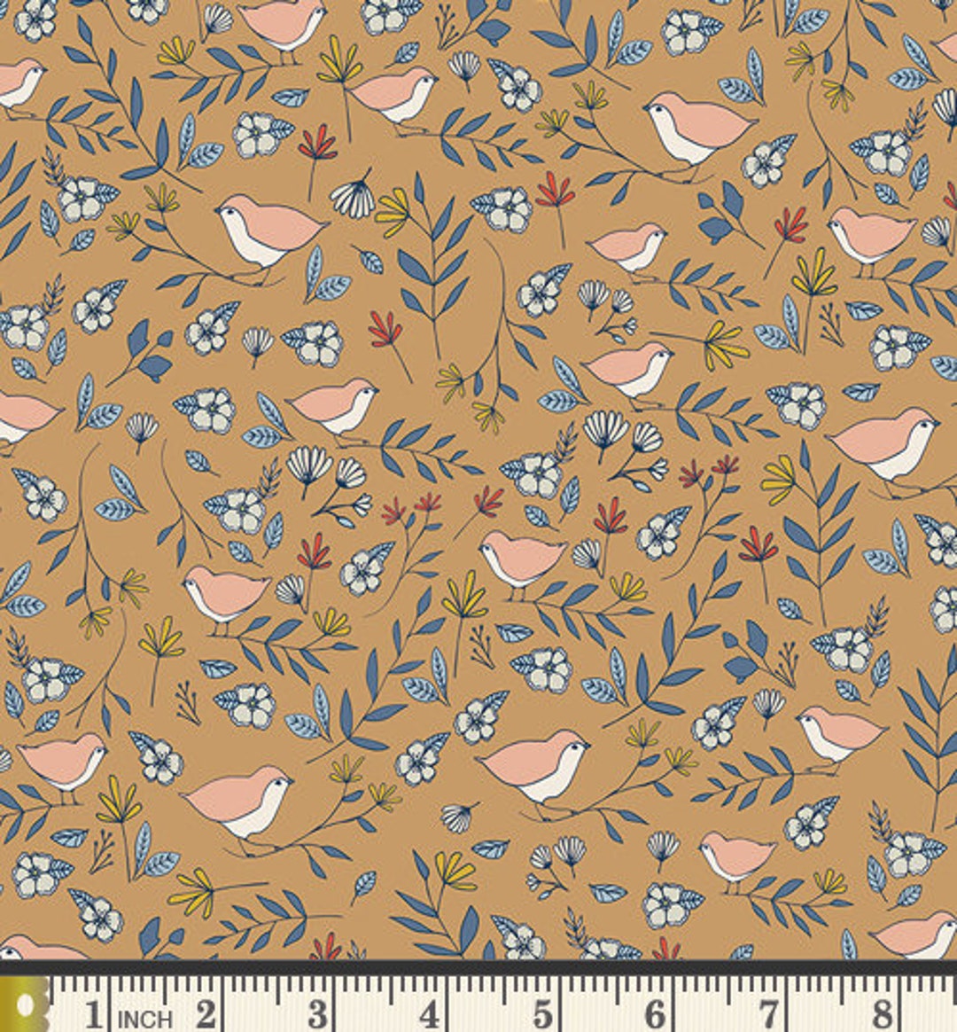 Flowers and Birds Fabric, Birds on Branches Fabric, Art Gallery feel ...
