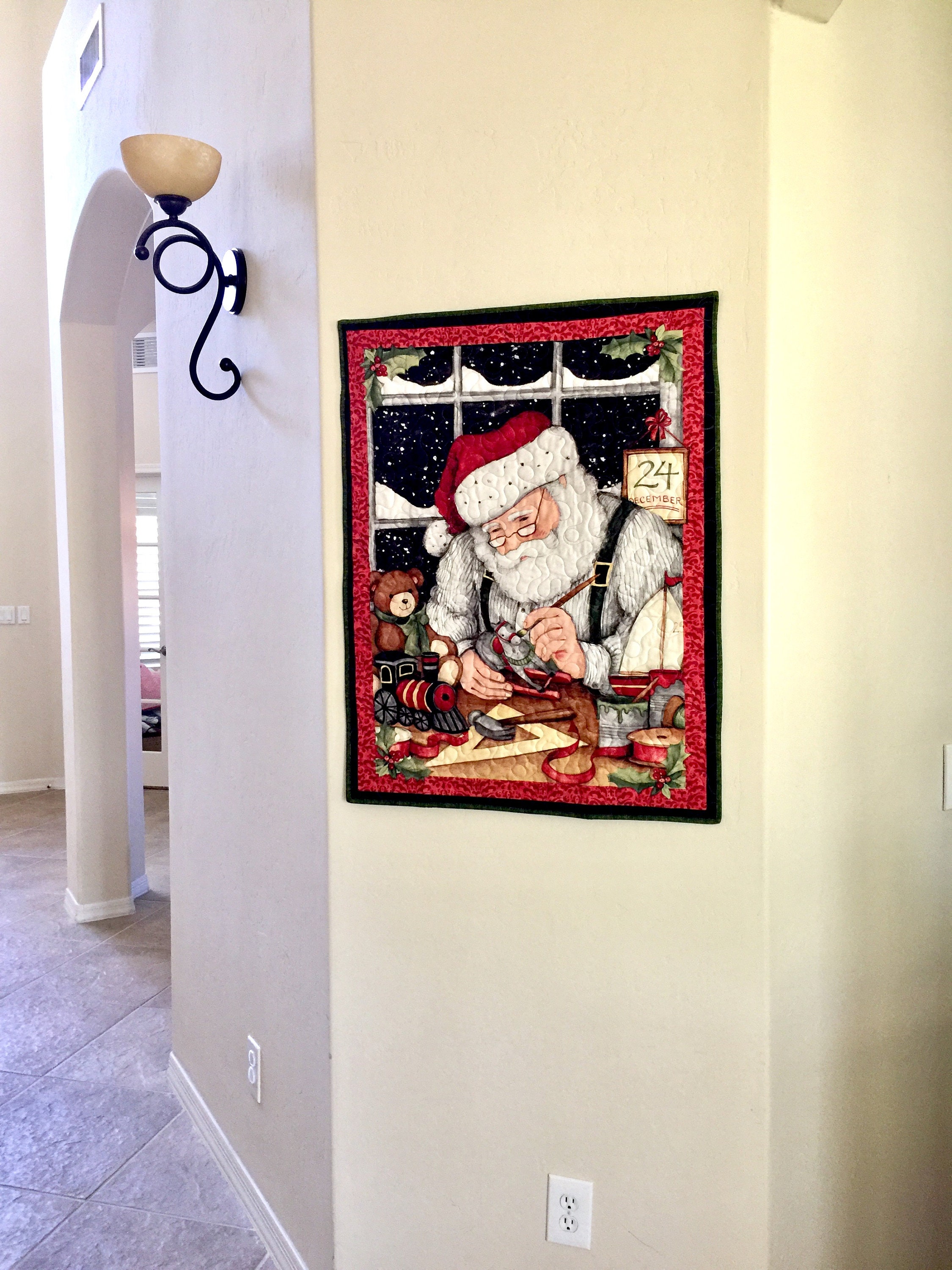 Christmas Fabric Panel Santa Making Toys Panel 100% Cotton - Etsy