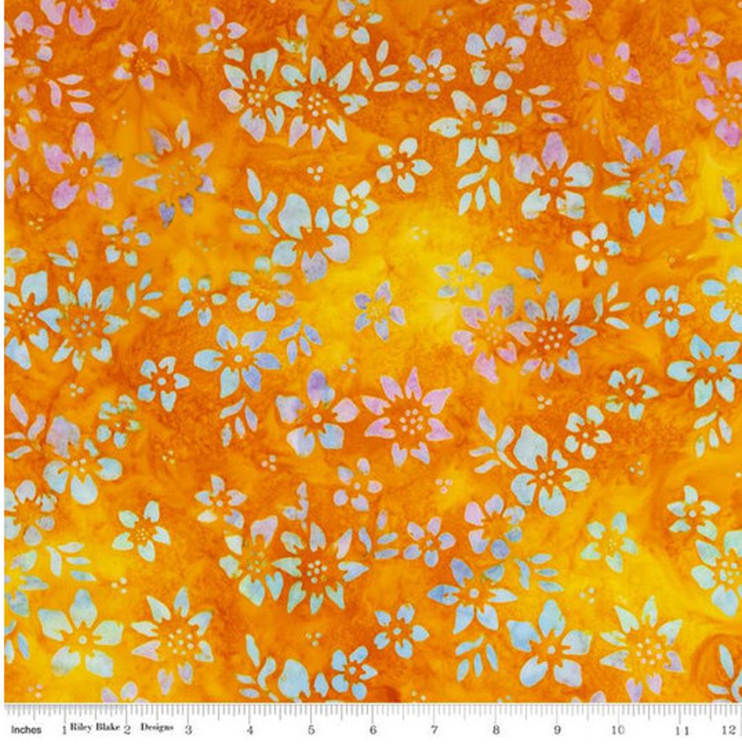 Batik Fabric, Orange Multicolor Batik Tjaps Hand Dyed Ethically Sourced ...