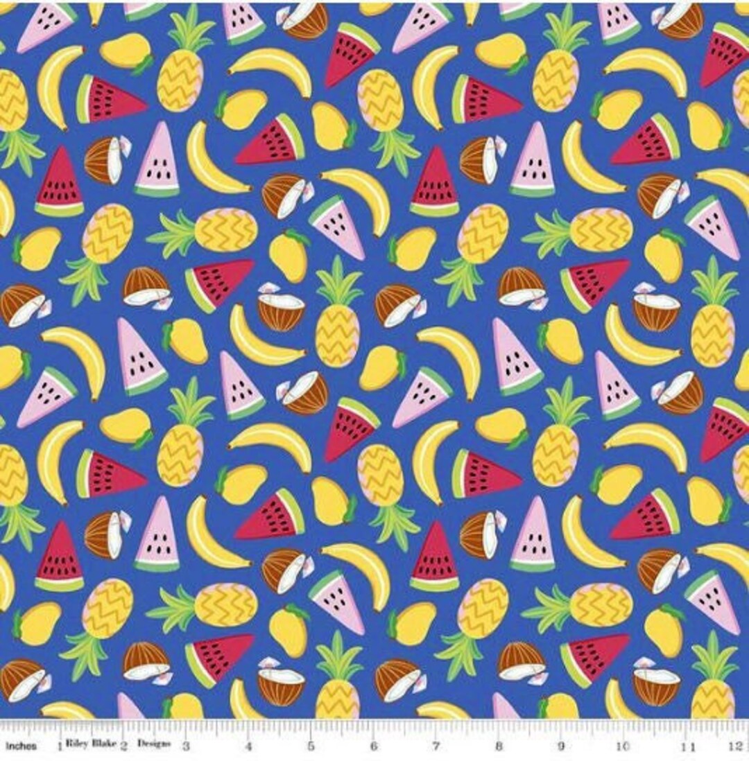 Tropical Fruit Fabric, Summer Food Fabric, Fruits Fabric, Kitchen ...