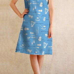 Musician Fabric, Musical Instruments Over Blue Fabric for Sonata ...