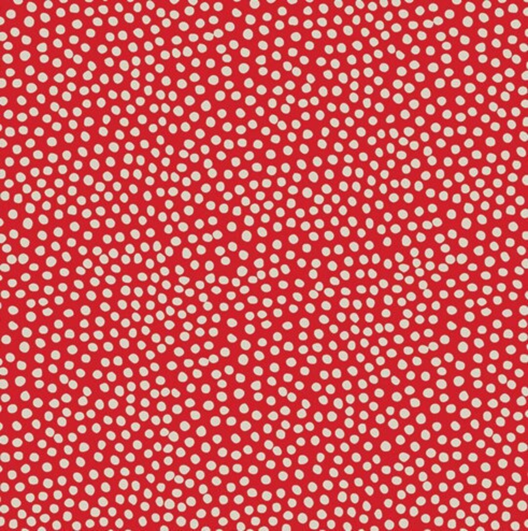 Red Polka Dots Fabric, Sunspots Strawberry From the Sun Kissed ...