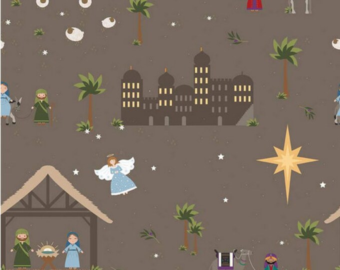 LAST ONE Christmas Fabric, Baby Jesus in the Manger Nativity Scene ...