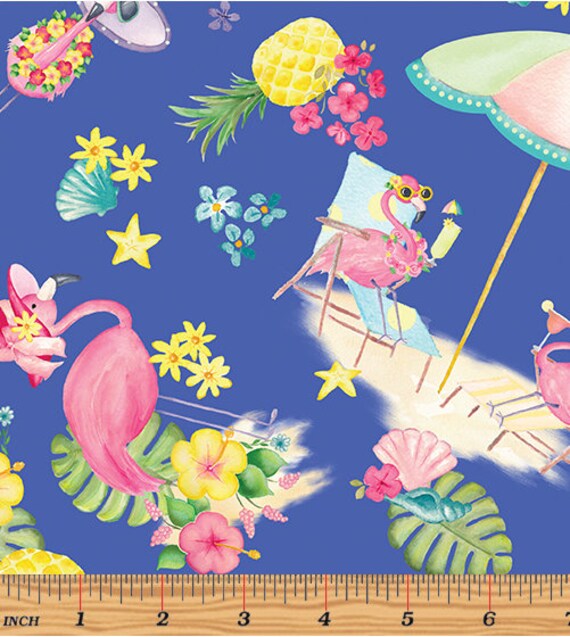 Flamingo Paradise Fun in the Sun Fabric Summer Beach Days - Etsy