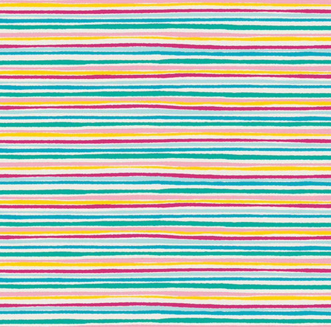 Colorful Stripes Fabric, Sunlit Stipes From Hello Sunshine Collection ...