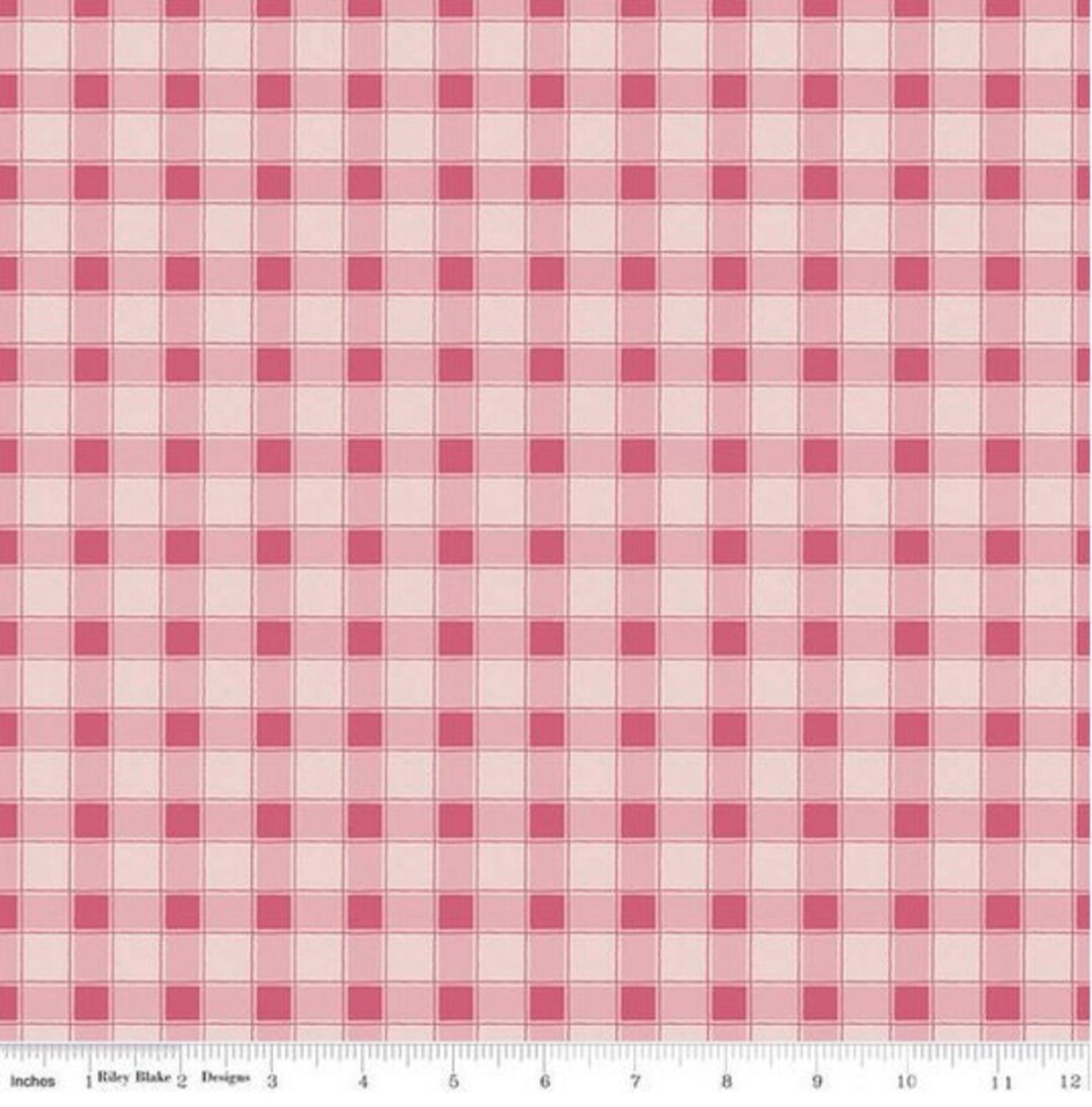 Pink on Pink Ginham Fabric, Pink Plaid Fabric Fabric, Pink Nursery ...