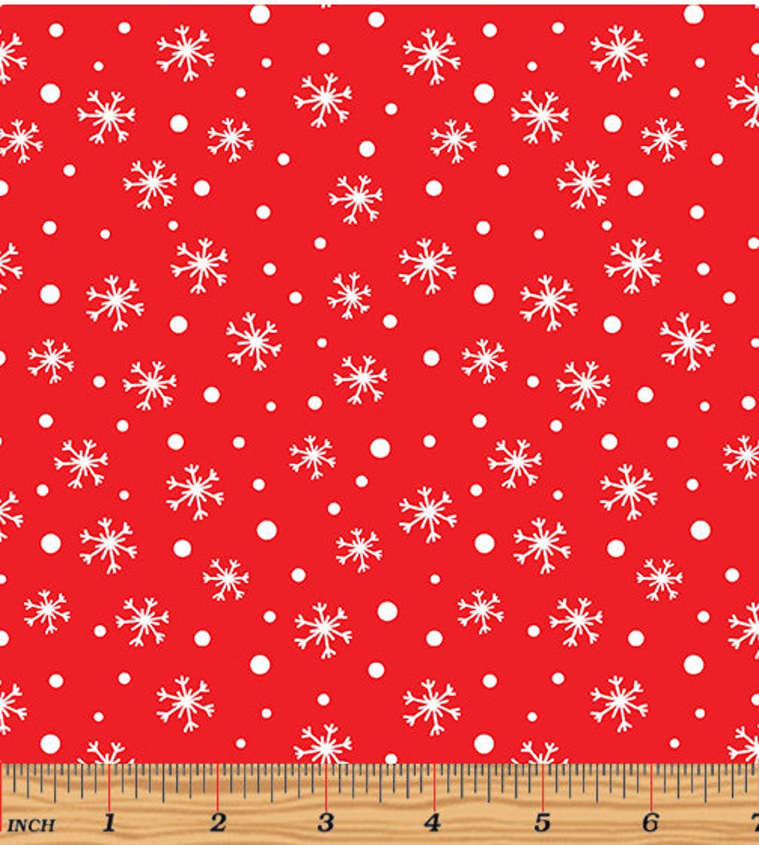 Snowflakes Fabric, Winter Fabric, Red Snow Fabric, Red Snowflakes ...