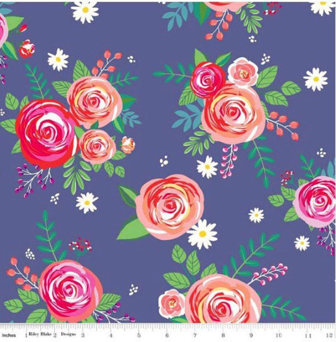 Floral Fabric, Modern Flowers Fabric, Girls Floral Fabric, Colorful ...