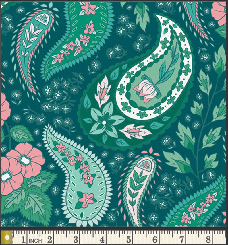 Paisleys Fabric, Paisleys,flowers and Folliage From the Flowerette ...