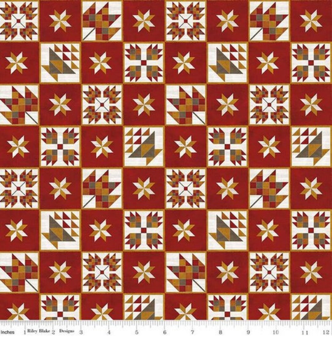 Fall Faux Patch Fabric, Autumn Like Patchwork Fabric, Fall Barn Cheater ...
