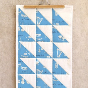 Musician Fabric, Musical Instruments Over Blue Fabric for Sonata ...