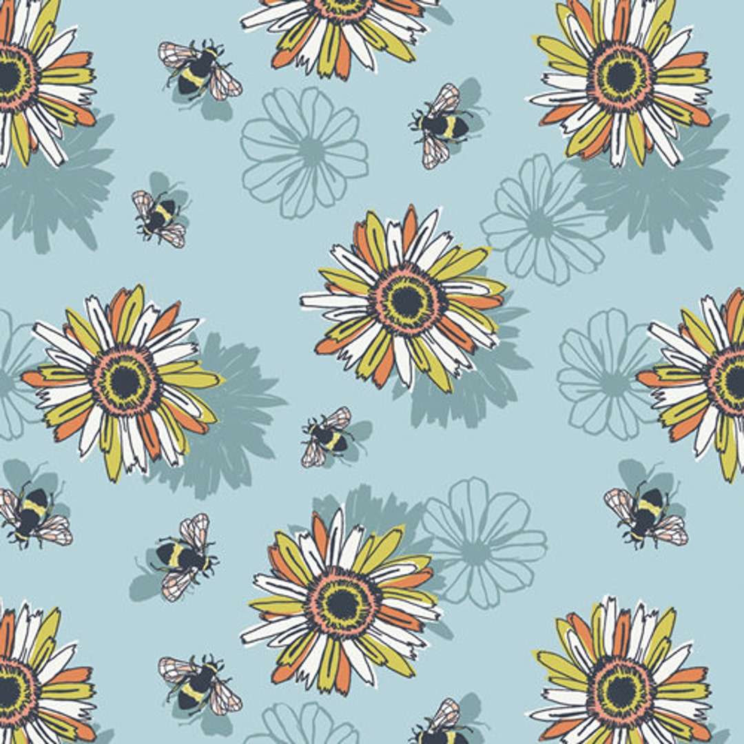 Bees Fabric, Happy Working Bees and Flowers From the Pollinate ...
