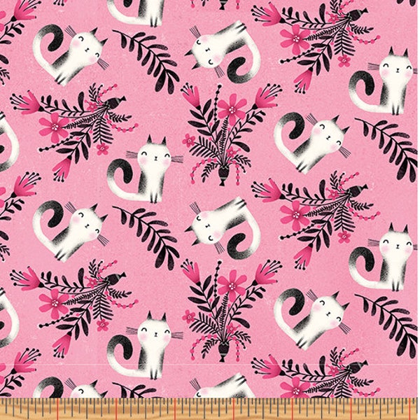 Pink Cat Fabric - Etsy