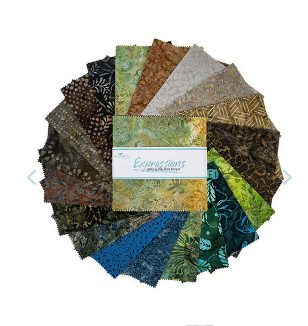Batik Bundle of 5" Precut Squares River Bed Stacker Includes 42 Pieces From the Expressions ...