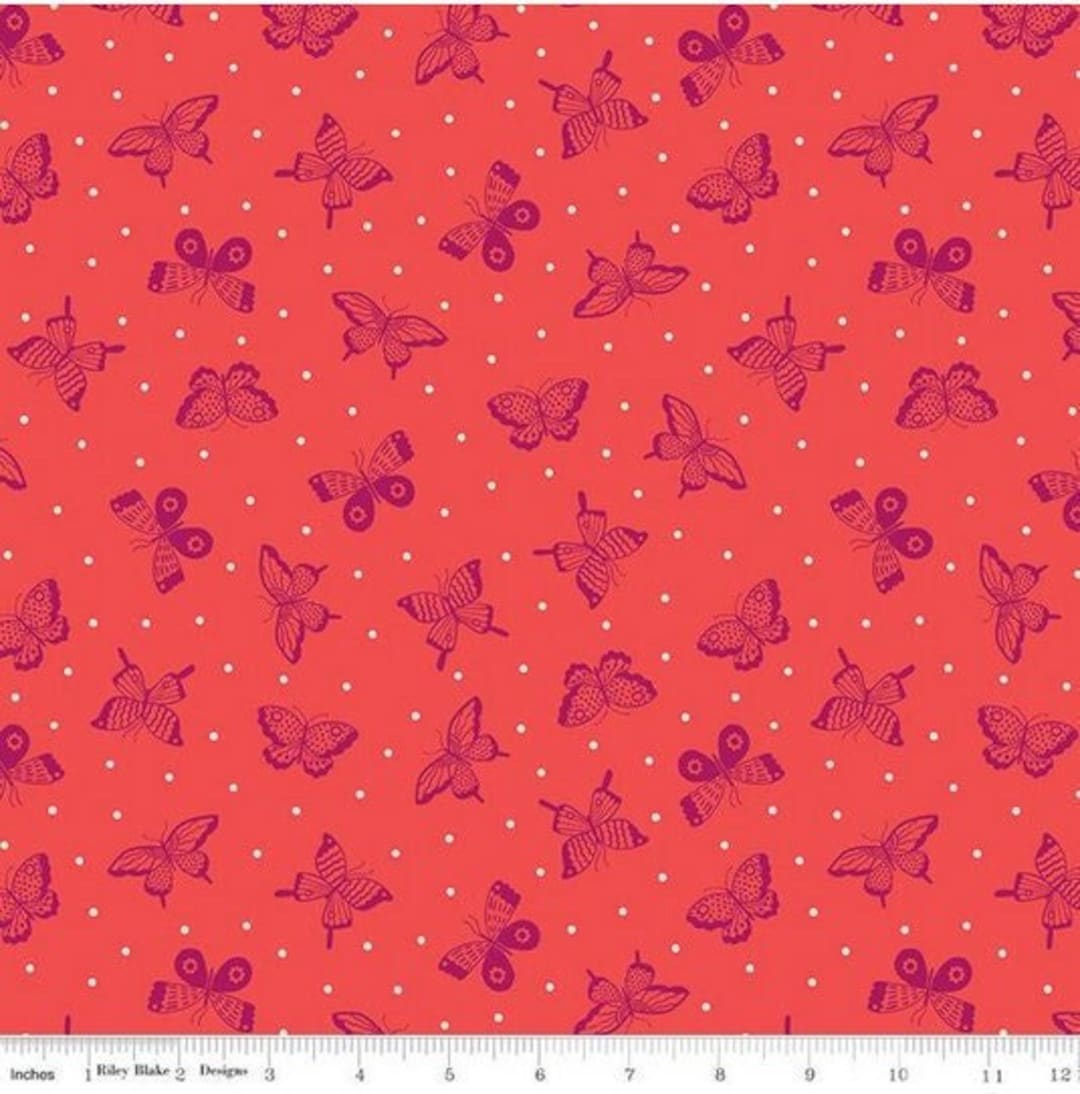Butterflies Fabric, Garden Summer Critters, Butterflies and White Polka ...