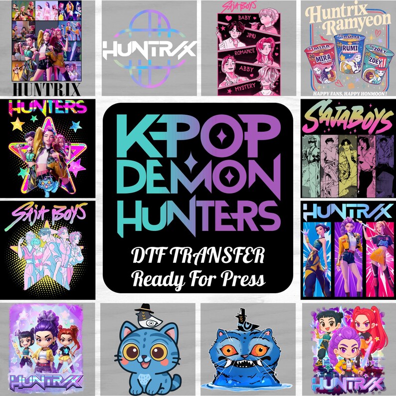 KPOP Demon Hunters Dtf, Huntrix Girls Heat Press, Saja Boys Art Decal ...