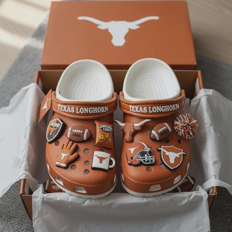 Texas Longhorns Clog Charms Set, Bevo Mascot, Hook 'em Horns & Football ...