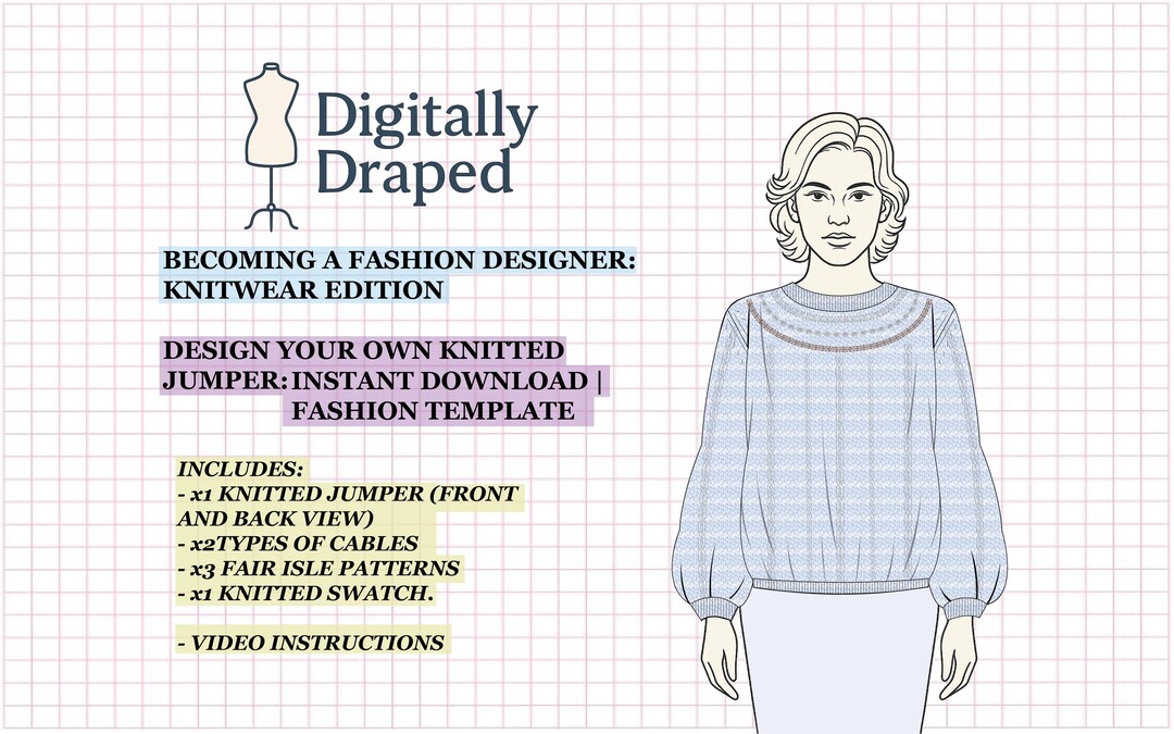Knitted Jumper CAD Template | Fair Isle & Cable Knit Sweater Fashion ...