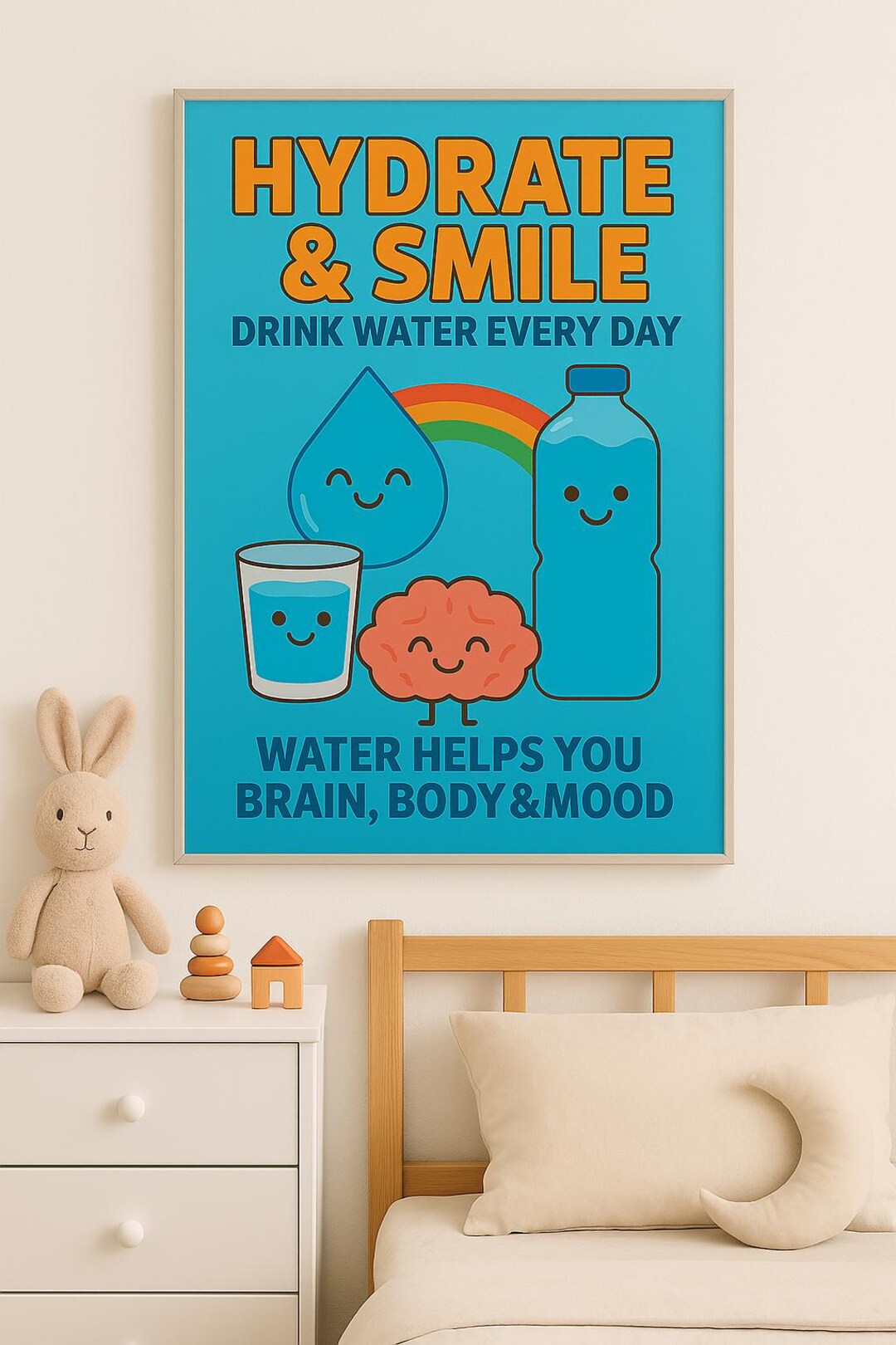 Hydrate & Smile Kids Bathroom Poster - Etsy