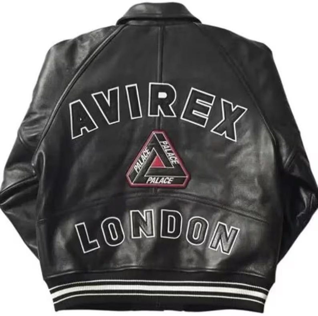 Black Avirex Biker Leather Jacket – Vintage Style Motorcycle Coat – Men ...