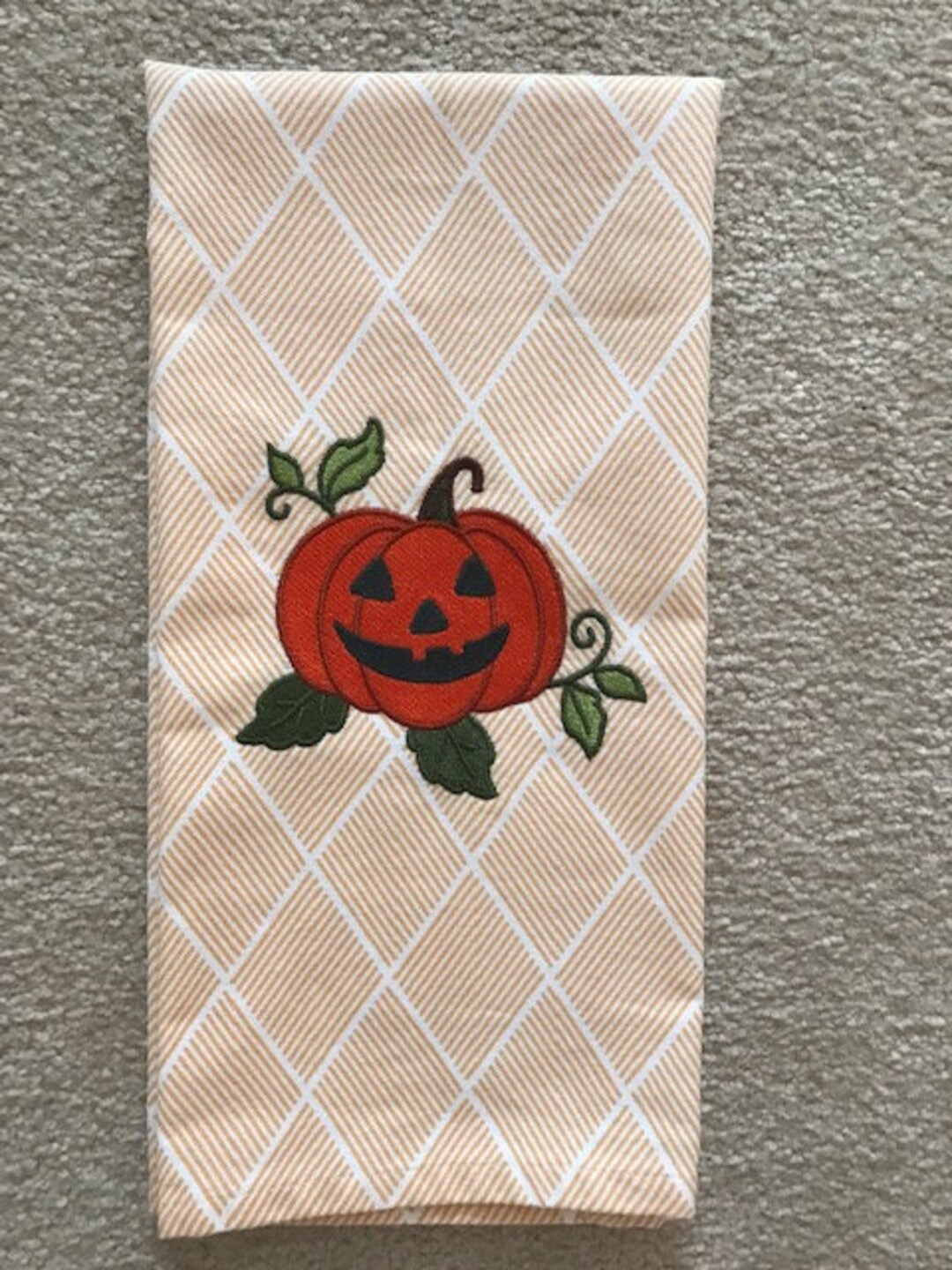 Pumpkin Embroidered Towel - Etsy