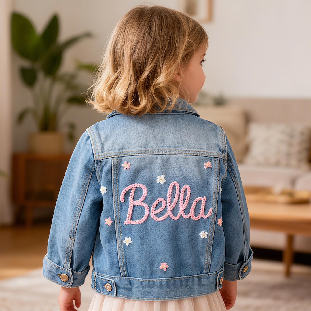 Handmade Personalized Embroidered Denim Jacket – Toddler Baby Coat - Etsy